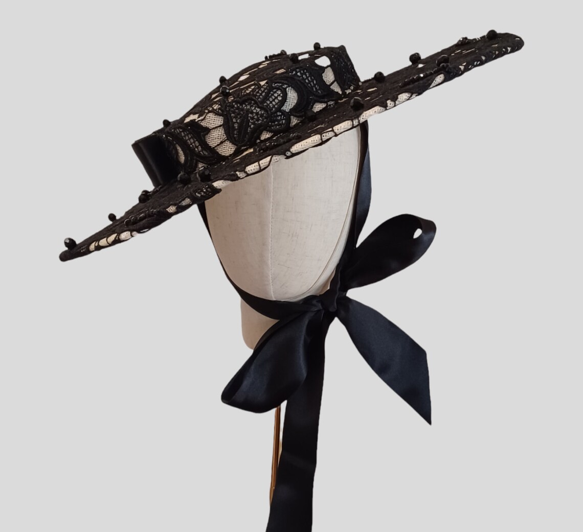 Custom Order Black and White Boater Hat Royal Ascot or Wedding, Boater ...