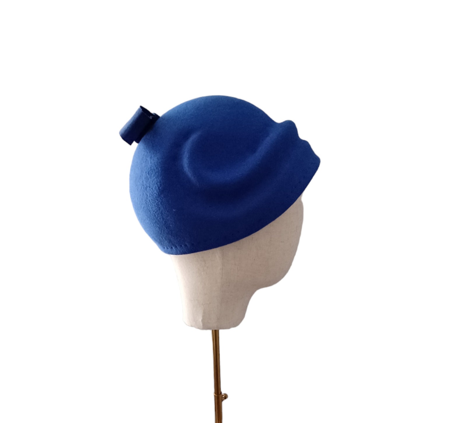 Royal Blue Felt Cloche, 60's Style Blue Felt Cloche Hat With Petersham ...