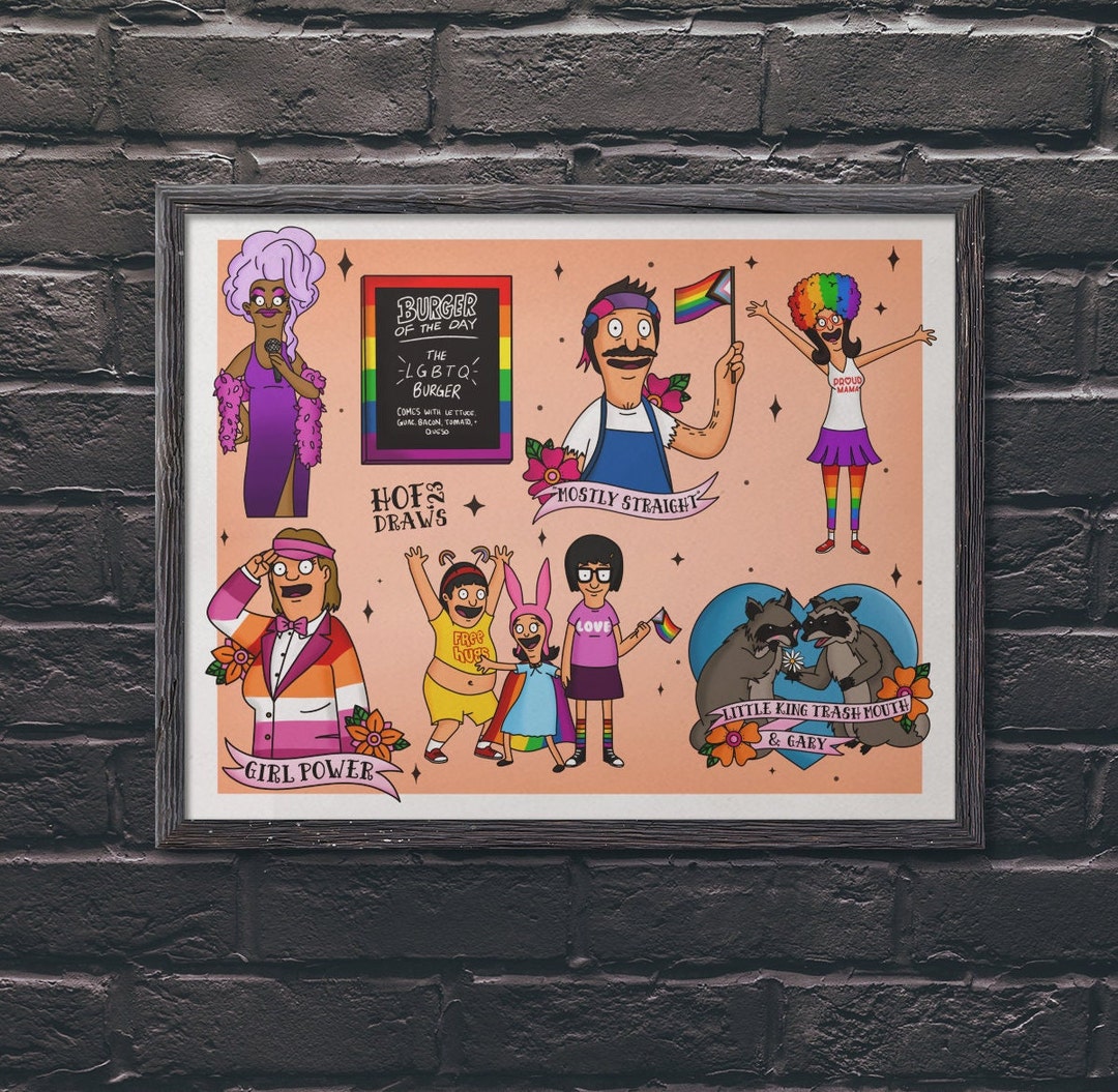Bobs Burgers Flash Sheet Art Print Poster LGBTQ Pride American ...