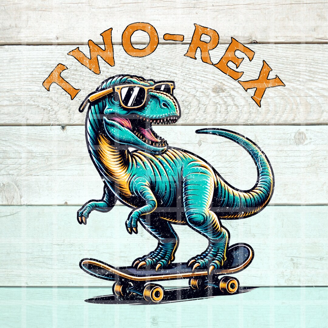 Two Rex PNG, Funny Toddler Boys Dinosaur PNG, Two Year Old Dinosaur ...