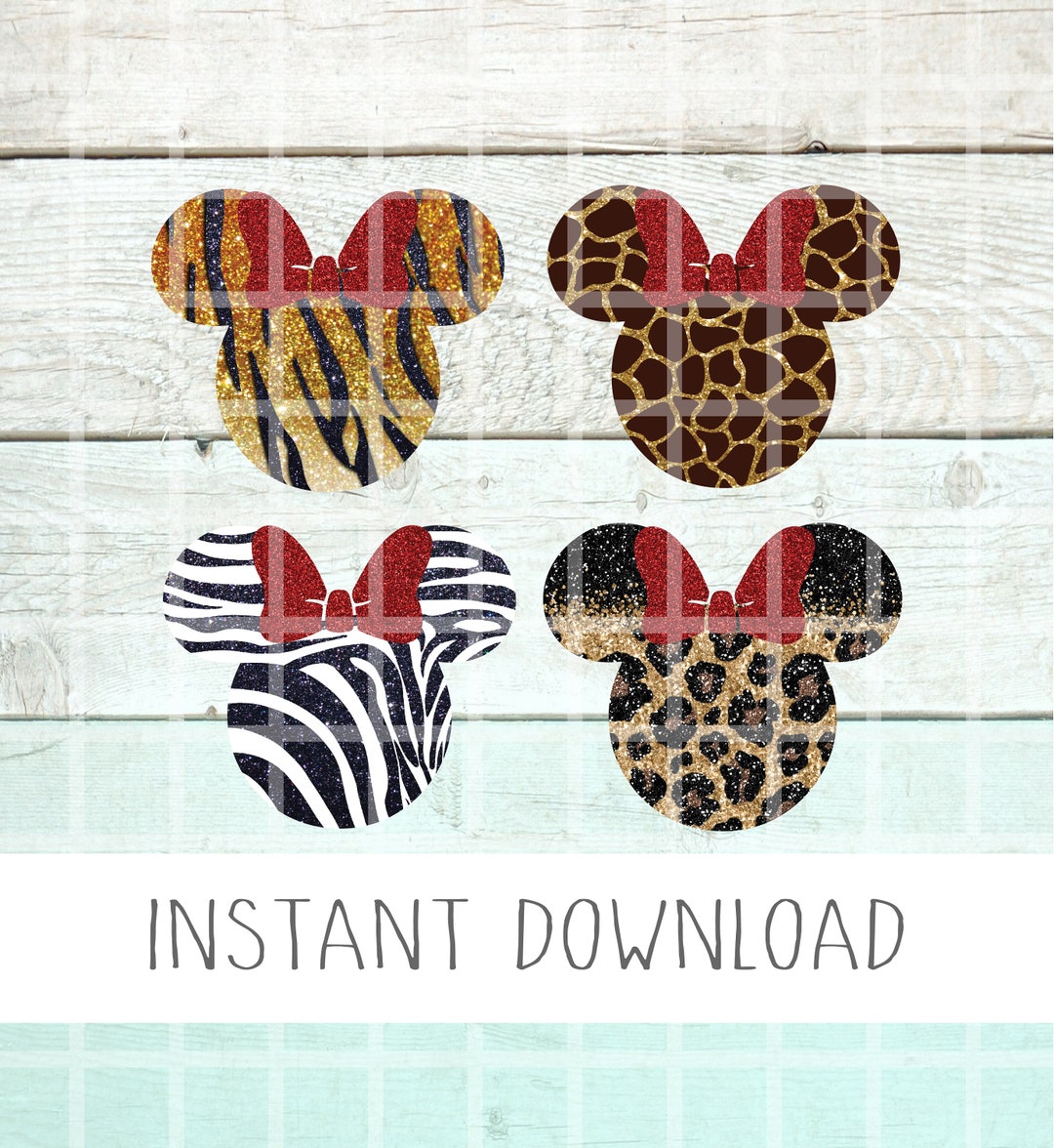 Glitter Minnie Animal Print Pngs, Faux Glitter Minnie Head Png , Minnie ...