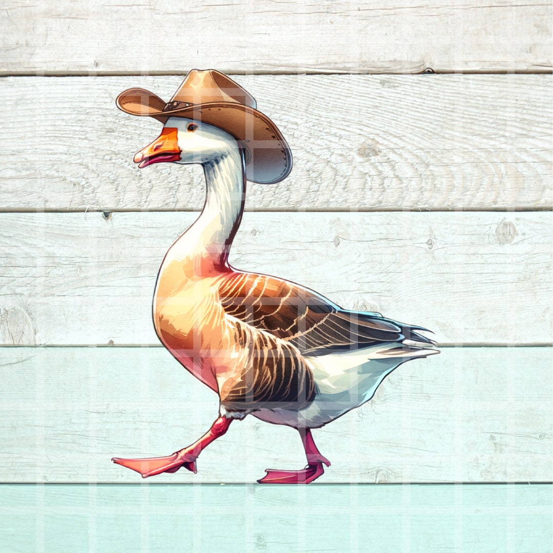 Watercolor Cowboy Goose PNG, Farm Pngs, Cottage Aesthetic PNG, Country ...