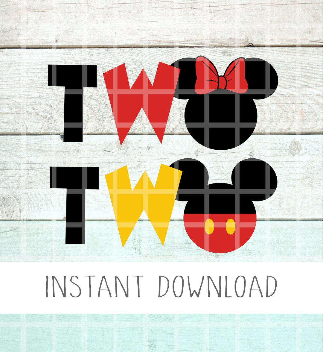 Two Mickey Two Minnie Svg, Happiest Birthday Svg, Second Birthday Party ...
