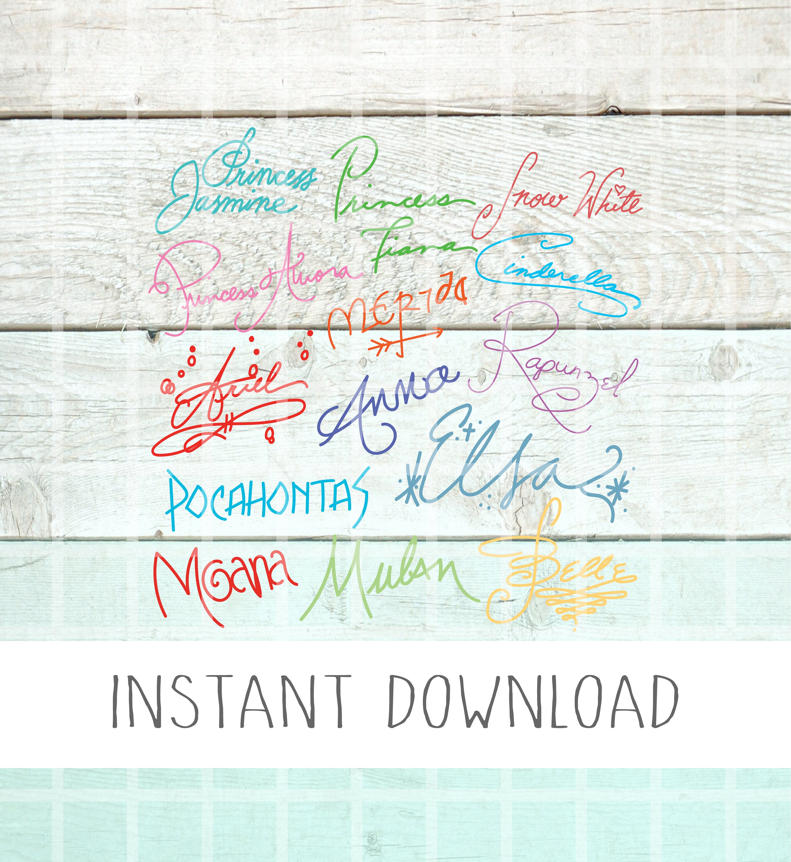 Disney Character Signatures Clip Art