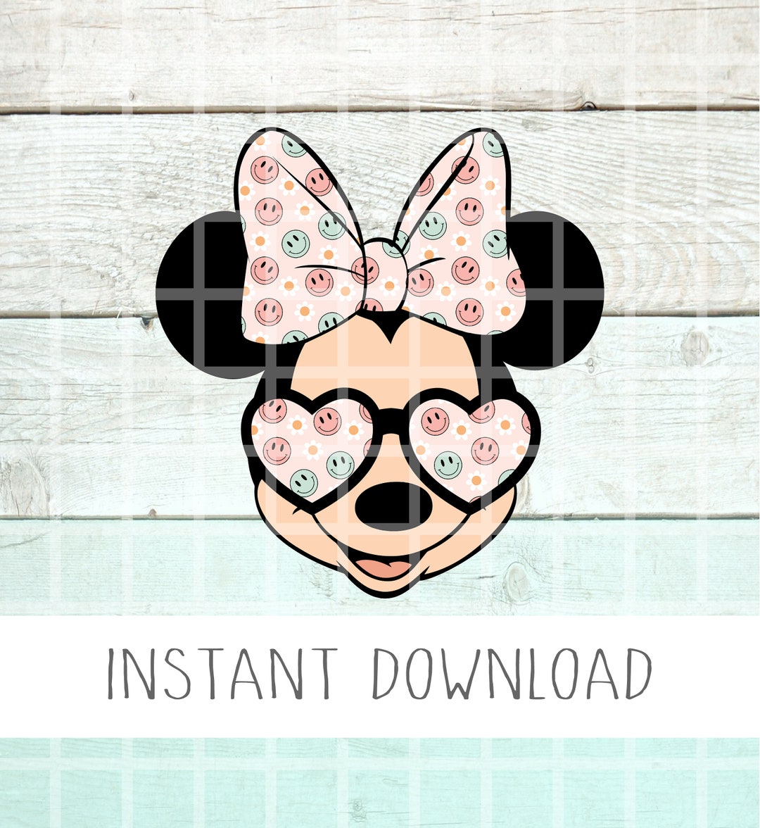 Minnie Smile Retro Hippie Heart Sunglasses PNG, Retro Heart Minnie Png ...