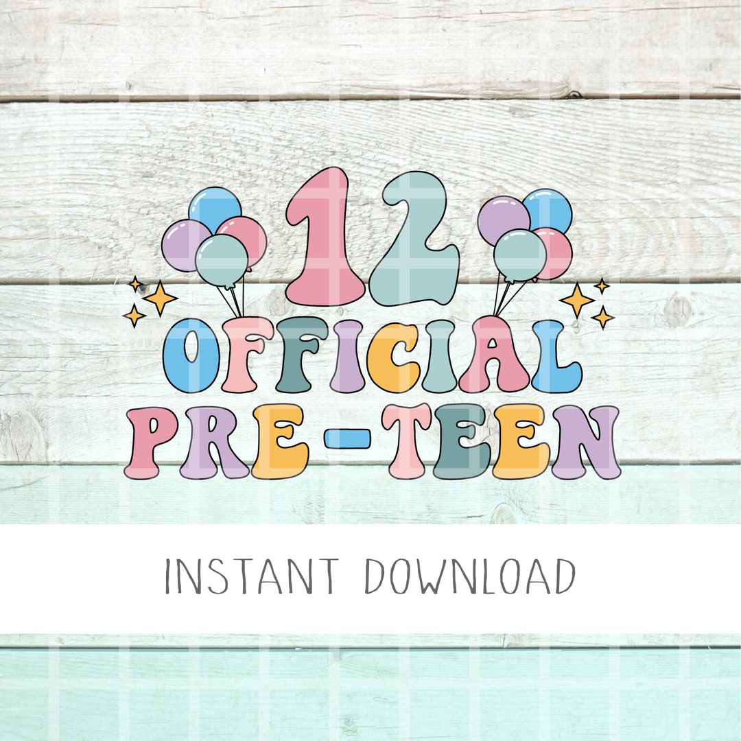 Official Pre-teen SVG PNG, 12 Year Old Svg, 12th Birthday Svg, Retro ...