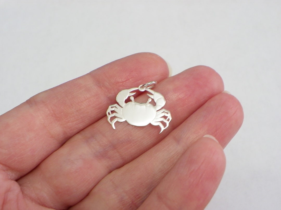 Sterling Silver Crab Charm, Nautical Ocean Pendant - Etsy