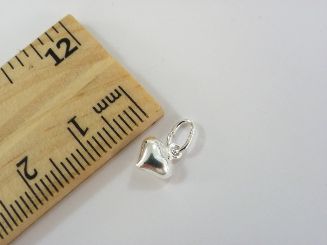 Tiny Heart Charm Silver, Dainty Heart Charm Silver, 925 Silver Heart ...