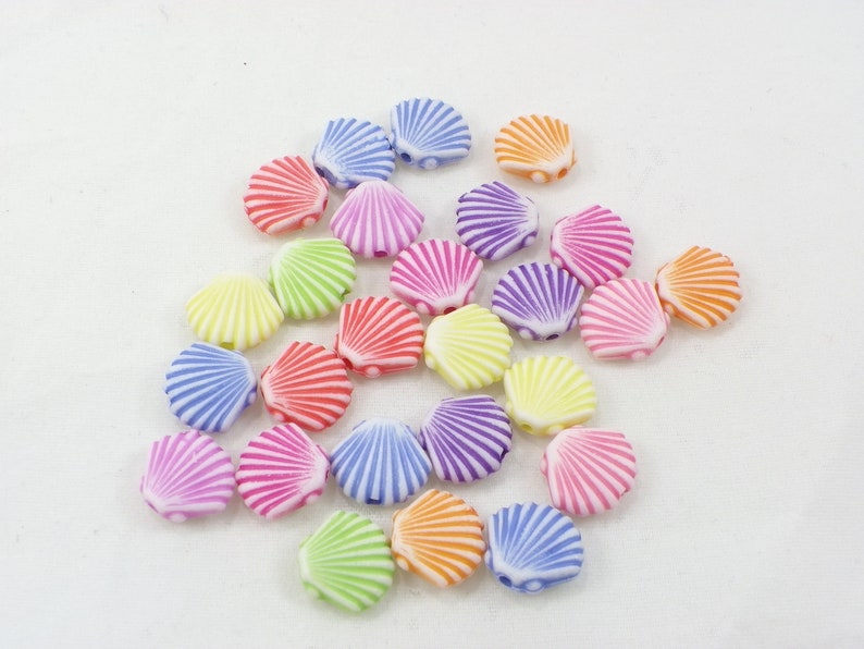 50pcs MIX Colors Lovely Shell Ocean Nautical Shape Acrylic Beads, 2 ...