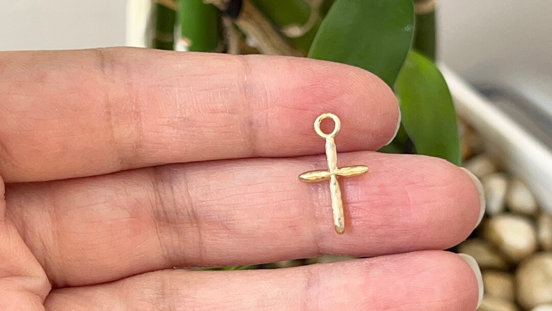 Vermeil Gold Cross Charm, Vermeil Gold Cross Pendent, Gift for Her ...