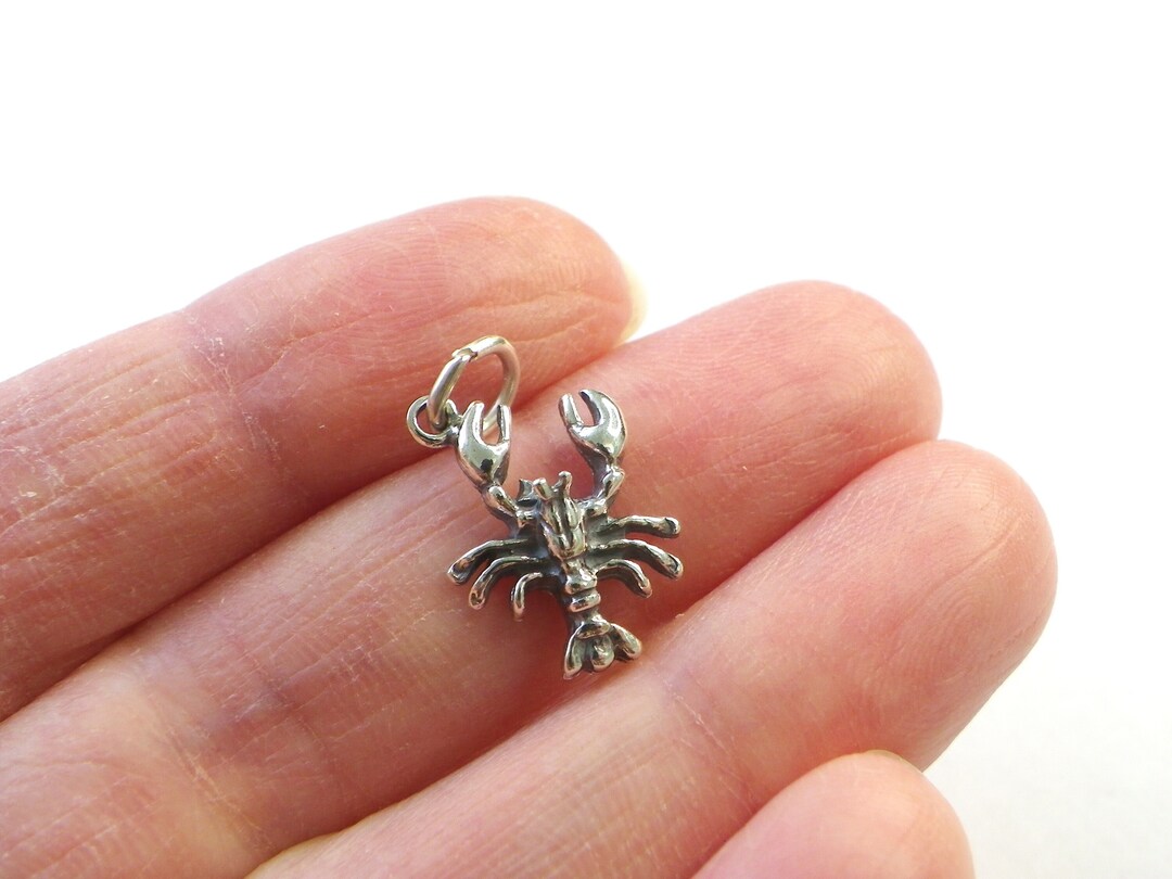Sterling Silver Crawfish Charm, Nautical Lobster Pendant, USA Made - Etsy