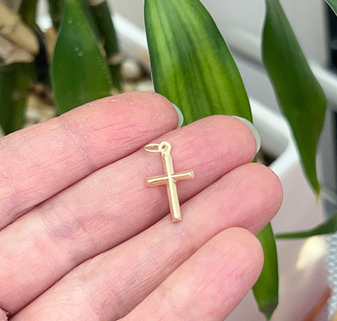 Gold Filled Cross Charm Pendant, Gold Filled Small Cross Gift for Him ...