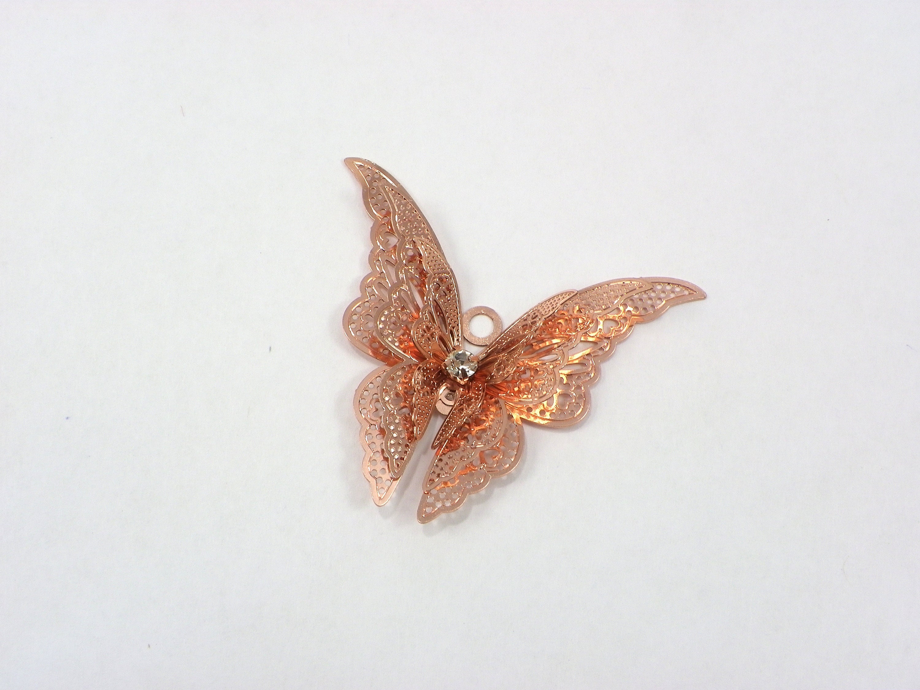 Rose gold Three Layer Butterfly Charm 1 PC big Butterfly | Etsy