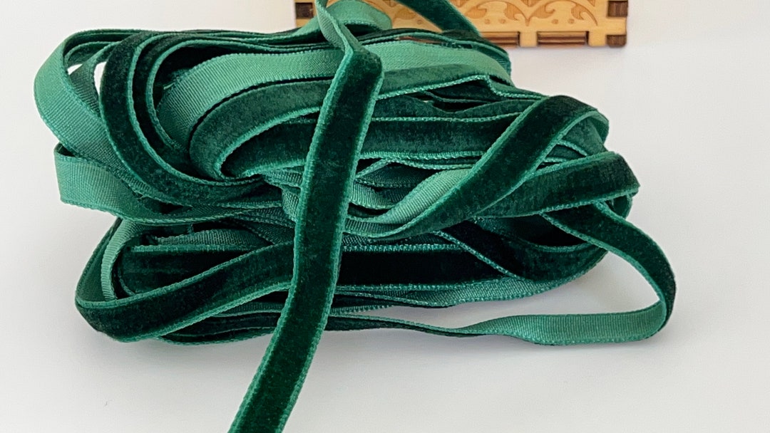 6mm Dark Green Ribbon 1/4” Wide Velvet Ribbon, 5 Yards Velveteen Ribbon ...