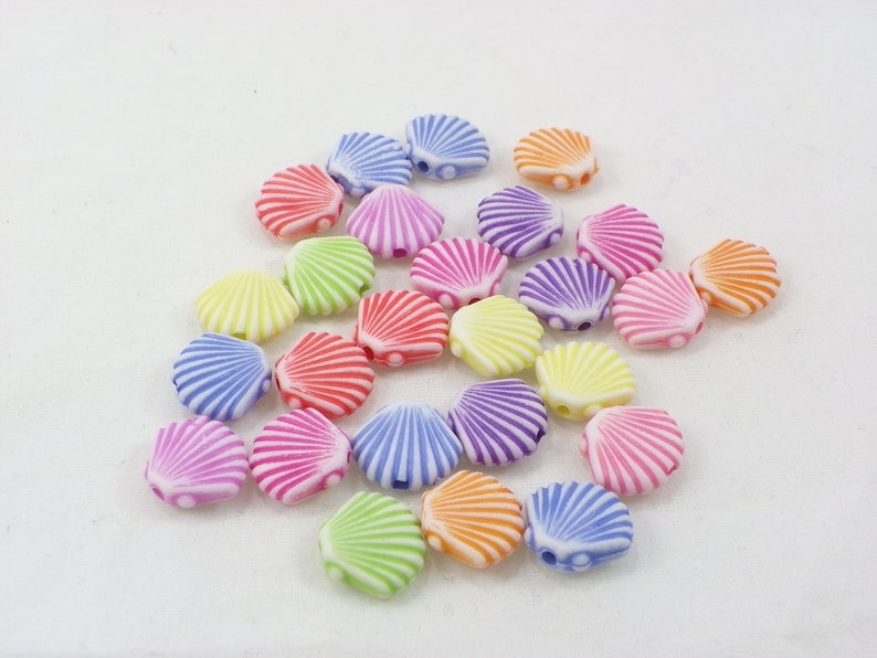 50pcs MIX Colors Lovely Shell Ocean Nautical Shape Acrylic Beads, 2 ...