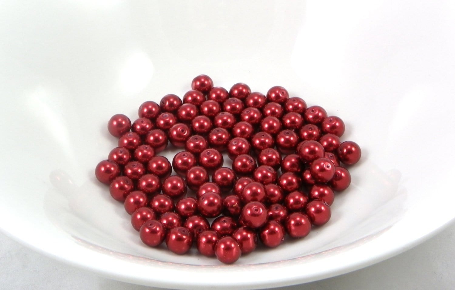 Dark red pearl 100pcs Glass pearls 8mm Boreaux red Pearl | Etsy