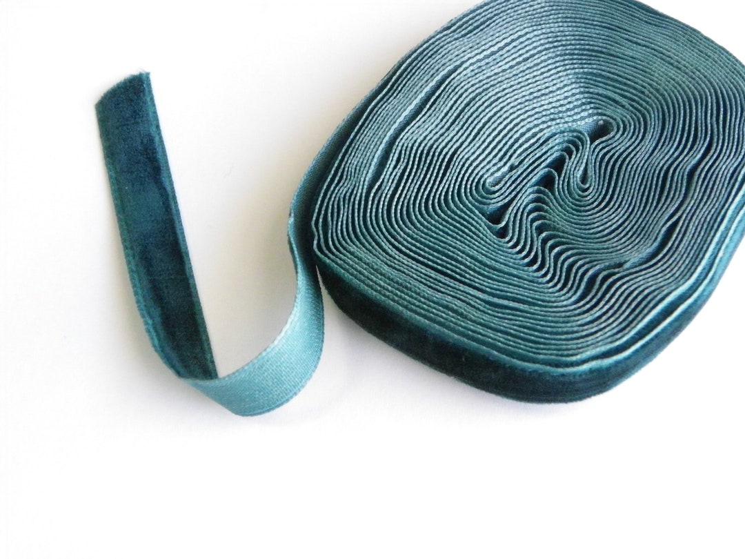 5 Yards Teal Blue Ribbons, 10mm Velvet 3/8" Wide Velvet Ribbon, Blue ...