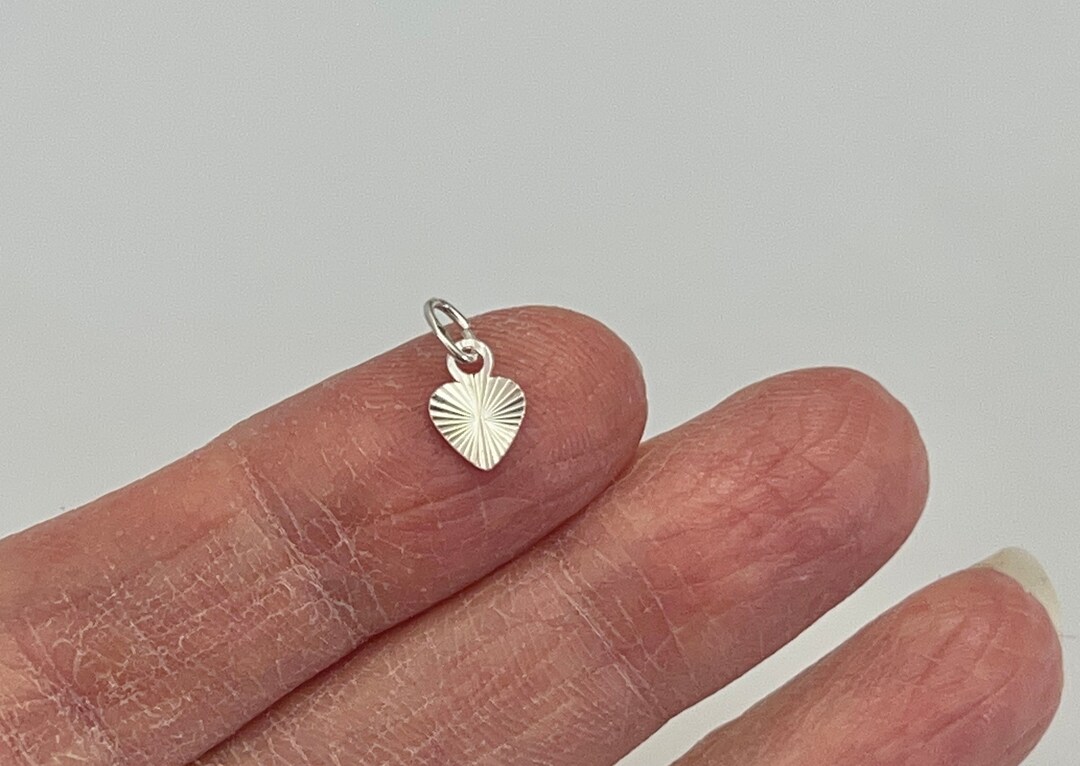 9mm Heart Charm Silver, Tiny Heart Charm Silver, Silver DIAMOND CUT ...