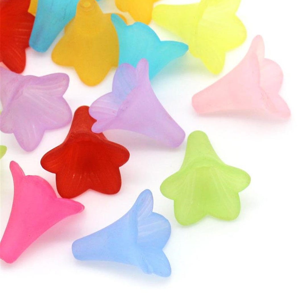 Mixed Acrylic Lily Flower, Acrylic Bead 22mm Flower Frosted Mixed ...