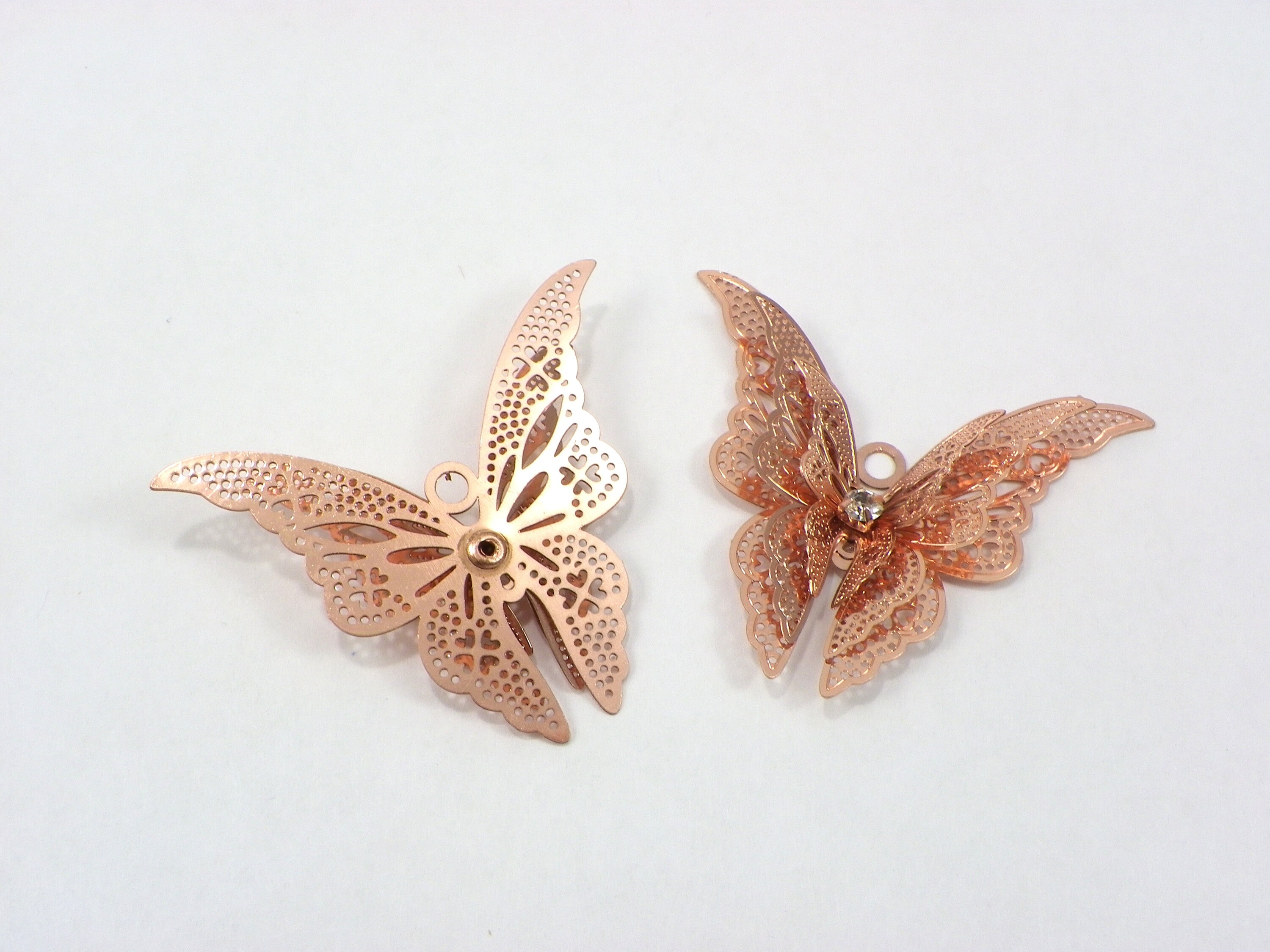 Rose Gold Three Layer Butterfly Charm 1 PC Big Butterfly - Etsy