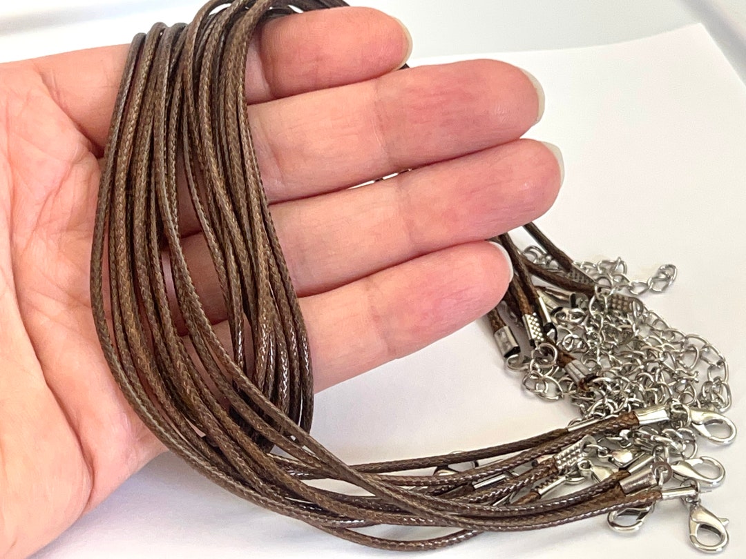 Dark Brown Leather Necklace Cords, Leather Finished Necklace Lot of 1.5 ...