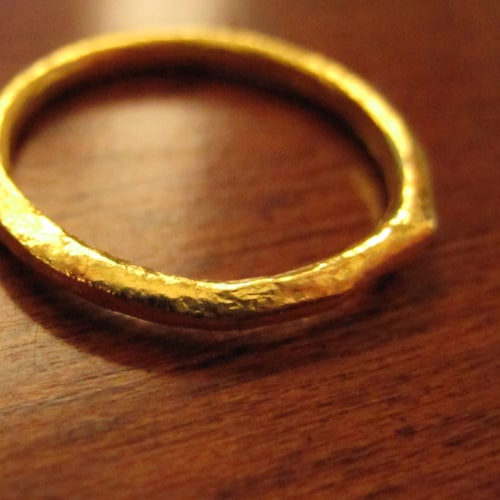 Primitive Solid 24k Wedding Ring. Artisan Hammered Pure Gold | Etsy