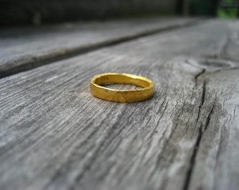 Smooth Bevel Finish Solid 24k Gold Ring | Etsy