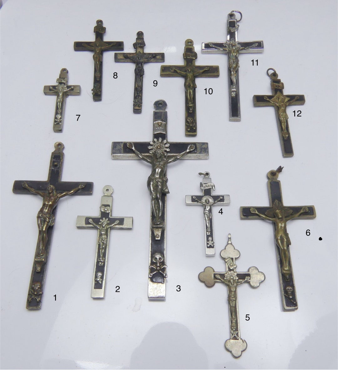 12 Different Detailed Antique Napoleon III Crucifixes With Skull ...