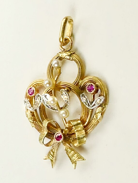RARE Antique Napoleon III 18k platinum pendant set wi… - Gem