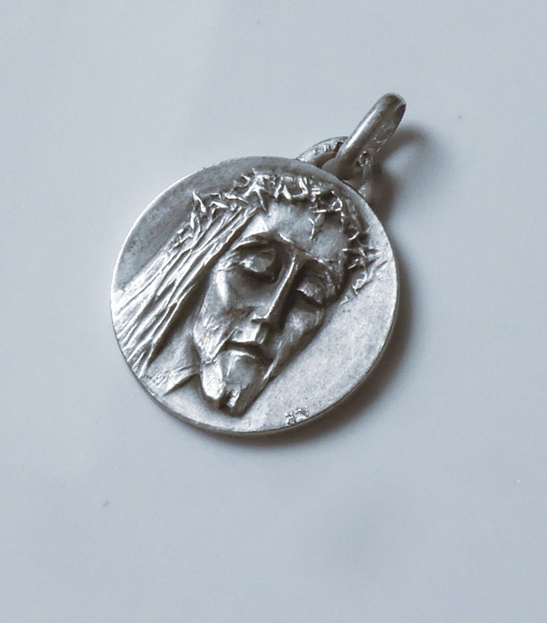 Antique Very Rare Jesus in Thorns Solid Silver Medal Signed Adolphe ...