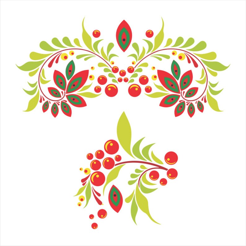 20 Russian Style Vector Clipart Ornaments Floral Flowers - Etsy