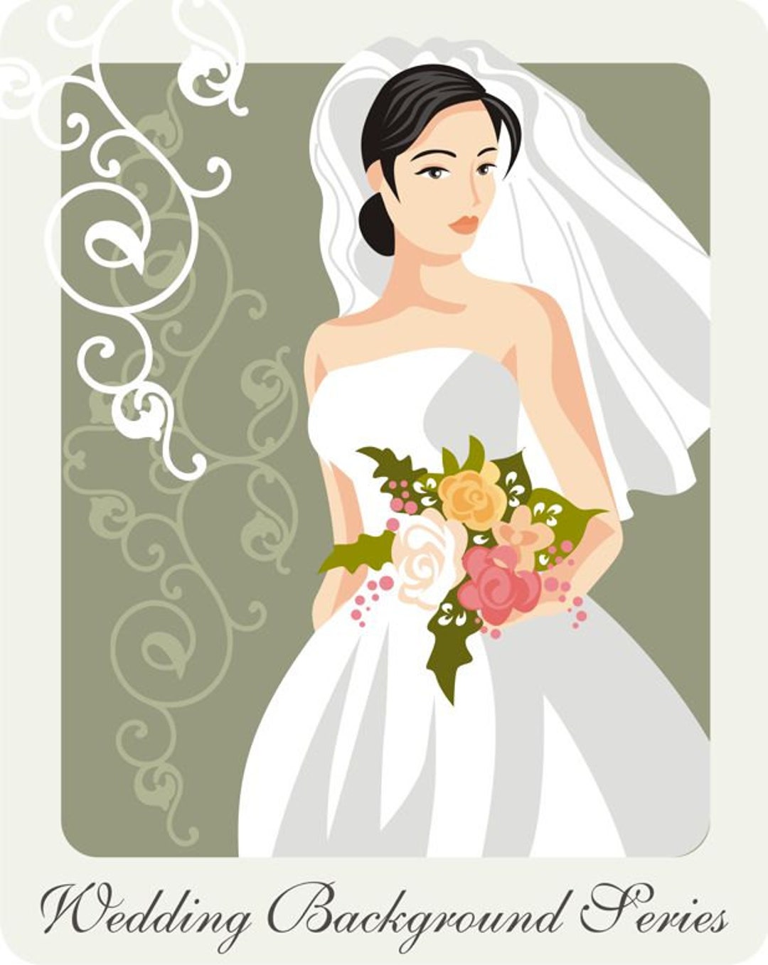 Wedding Bride Illustration and Clip Art With Scroll Ornamentation ...