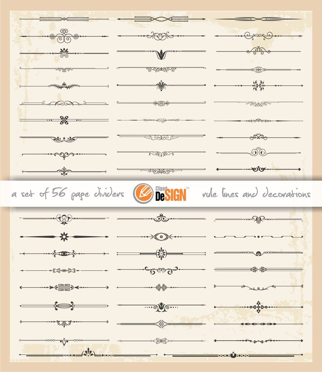 56 Vector Design Elements of Text Dividers, Ornaments, Scrolls ...