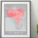 I LOVE LA Street Poster Map. Los Angeles Heart Map. City Street Map of ...