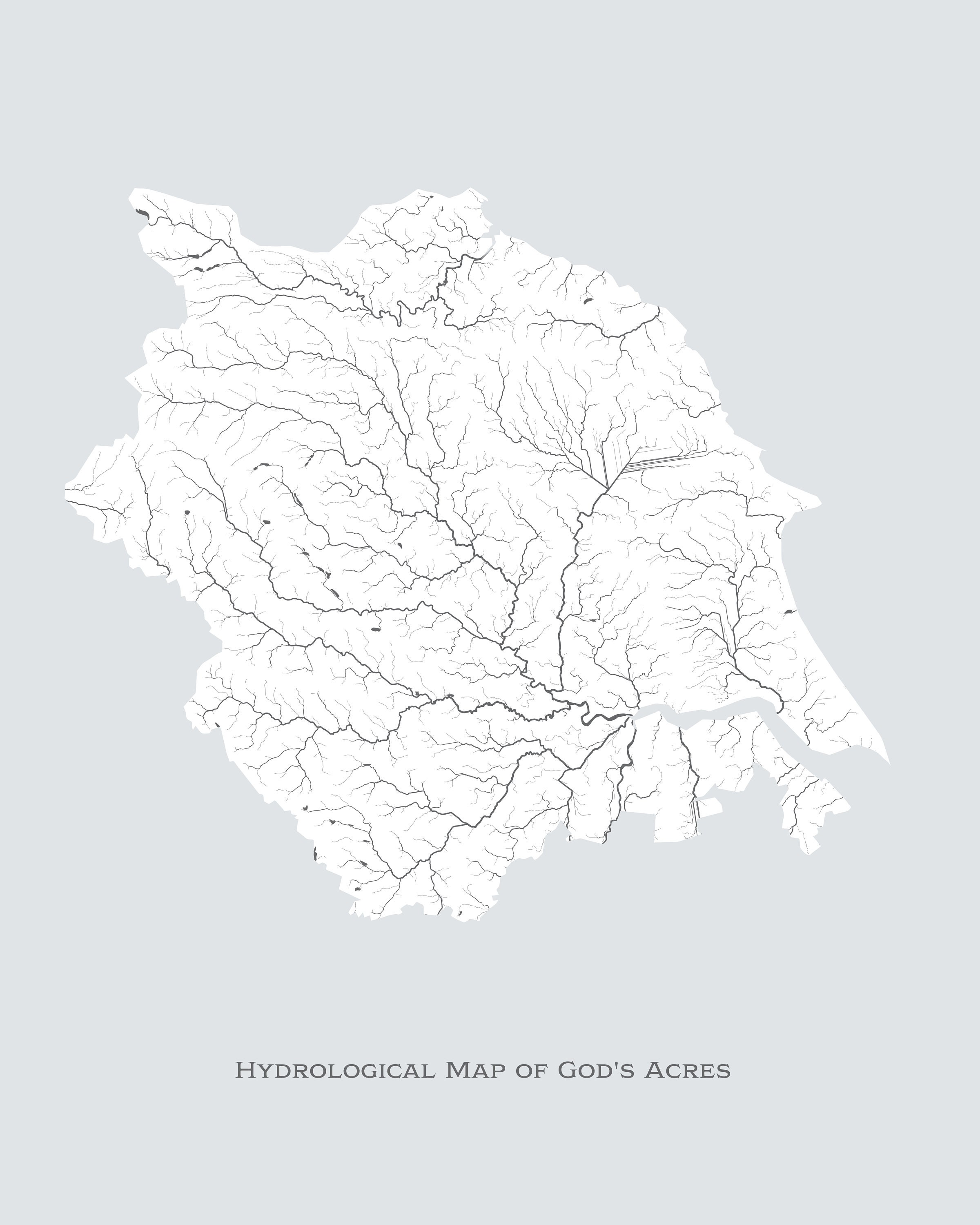 Yorkshire UK Hydrological Map of Rivers and Lakes Yorkshire - Etsy UK