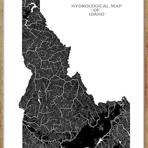 Idaho Hydrological Map of Rivers and Lakes, Idaho Rivers Poster Map - Etsy