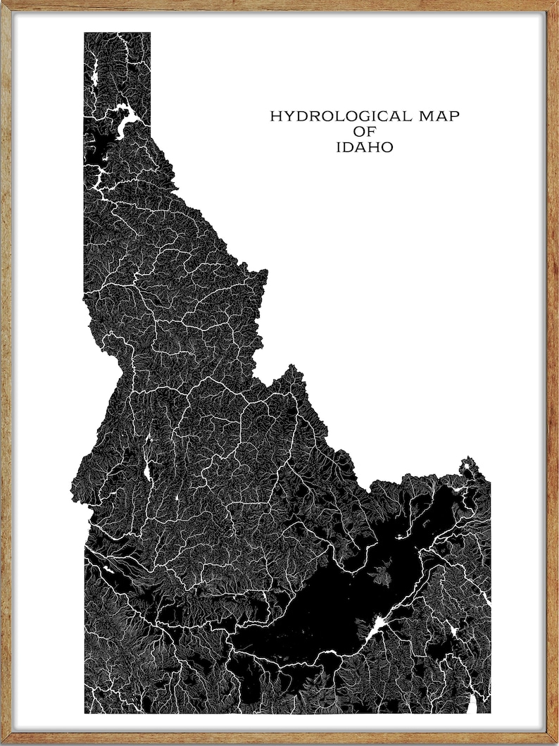 Idaho Hydrological Map of Rivers and Lakes Idaho Rivers | Etsy