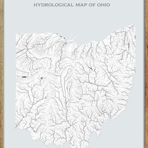 Ohio Hydrological Map of Rivers and Lakes, Ohio Rivers Poster Map - Etsy