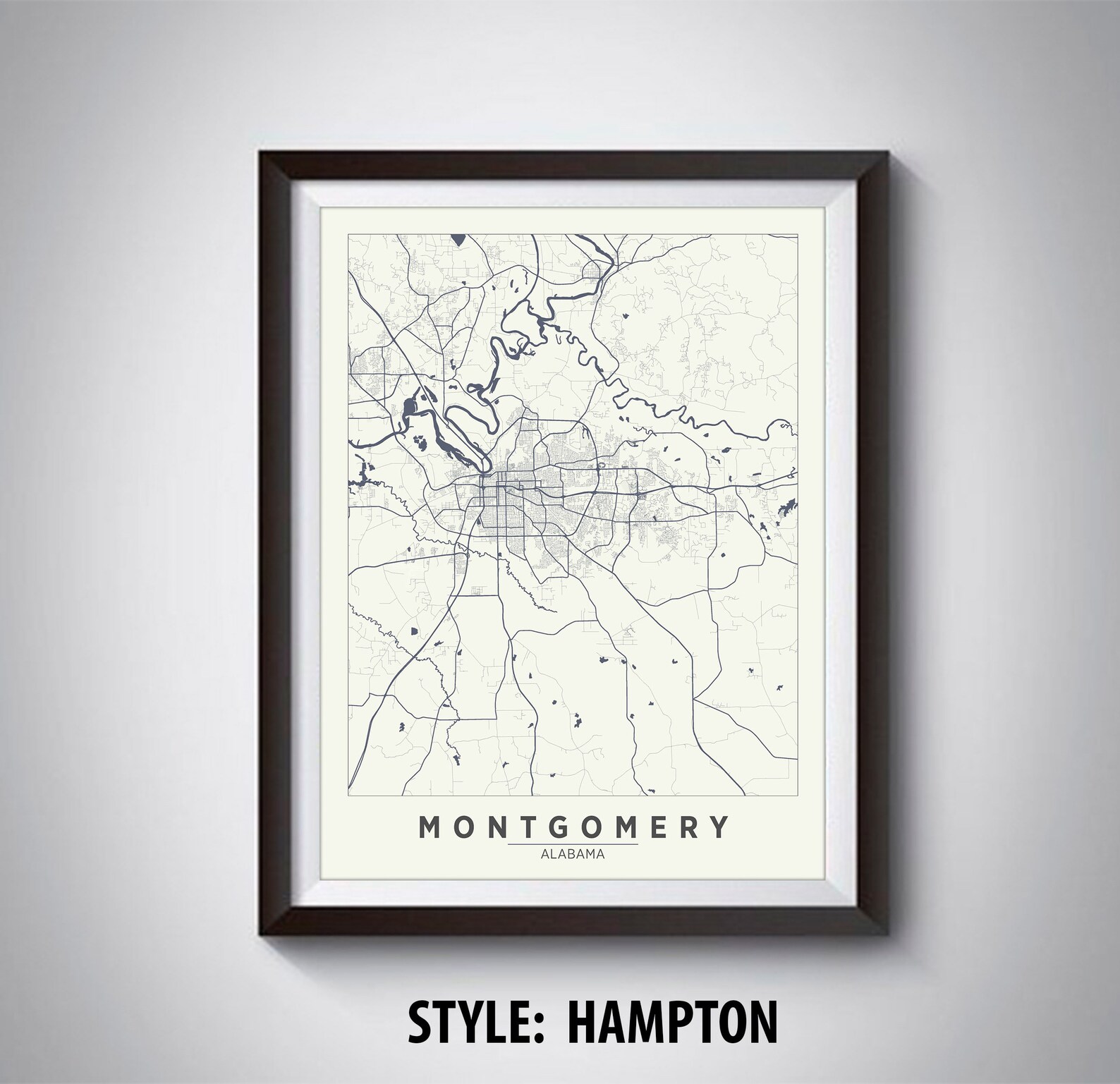 Map of Montgomery AL Montgomery Map Montgomery Poster | Etsy