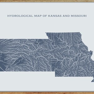 Kansas and Missouri Hydrological Map of Rivers and Lakes Poster Map - Etsy