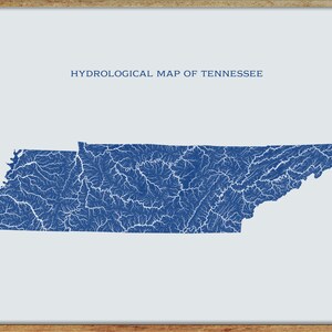 Tennessee Hydrological Map of Rivers and Lakes, Tennessee Rivers Poster ...