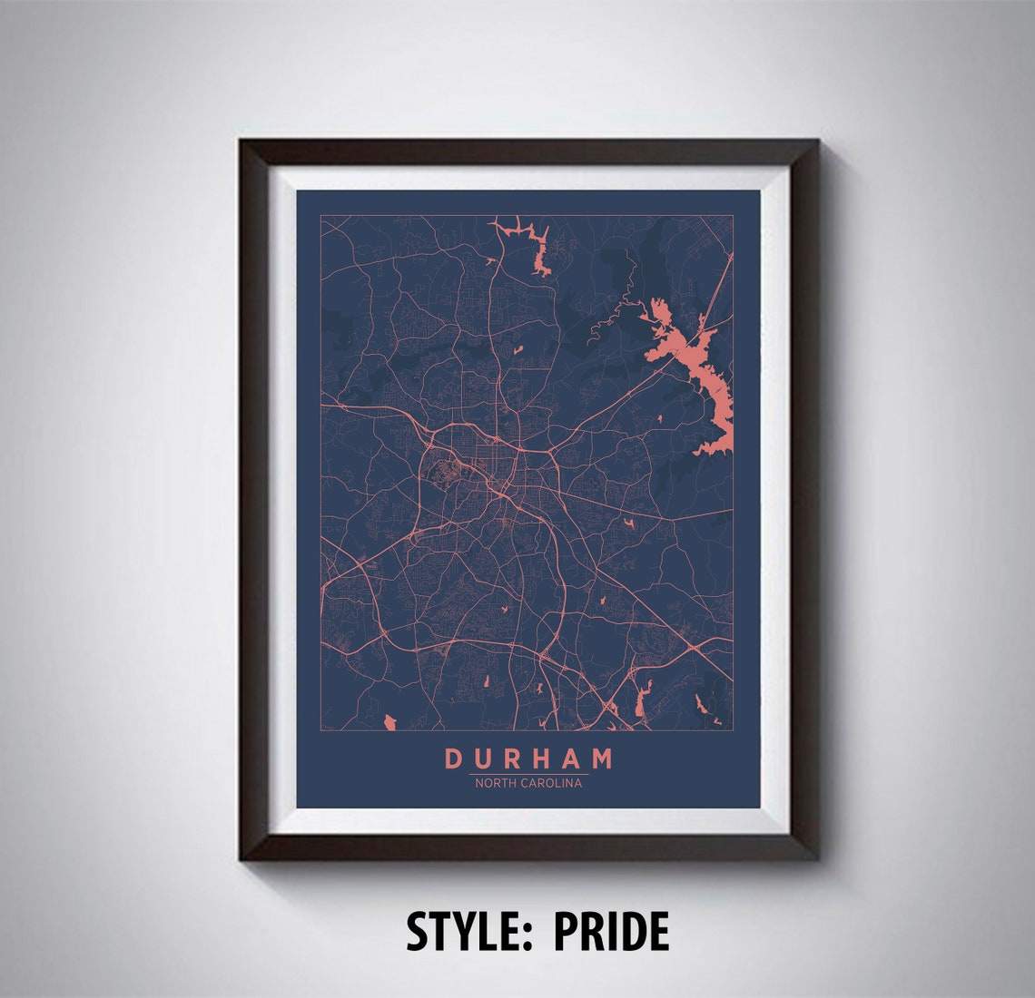 Map of Durham NC Durham Map Durham Poster Office Décor - Etsy