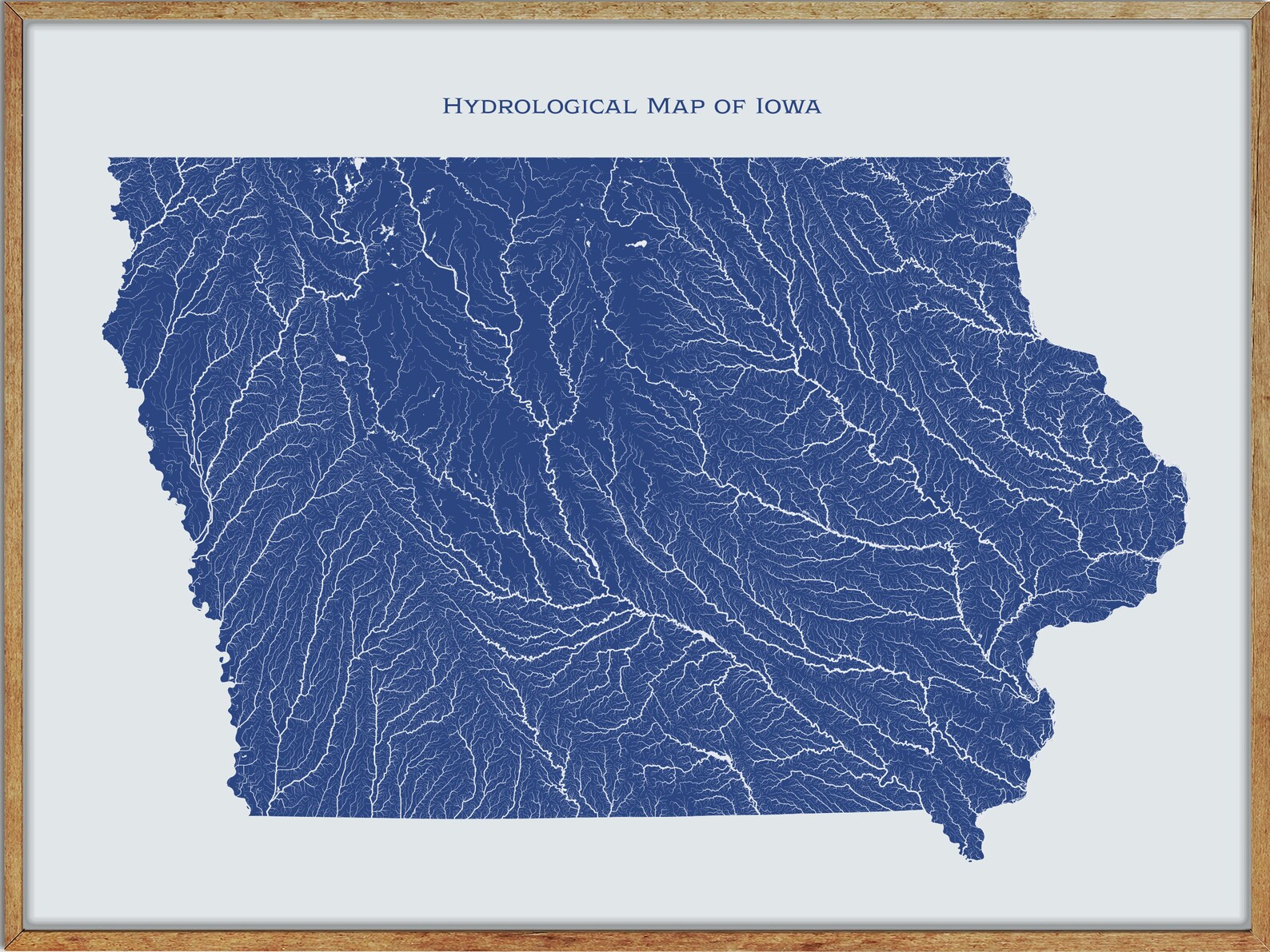 Iowa Hydrological Map of Rivers and Lakes Iowa Rivers Poster | Etsy