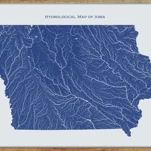 Iowa Rivers Map Poster: Hydrological Art Print - Etsy