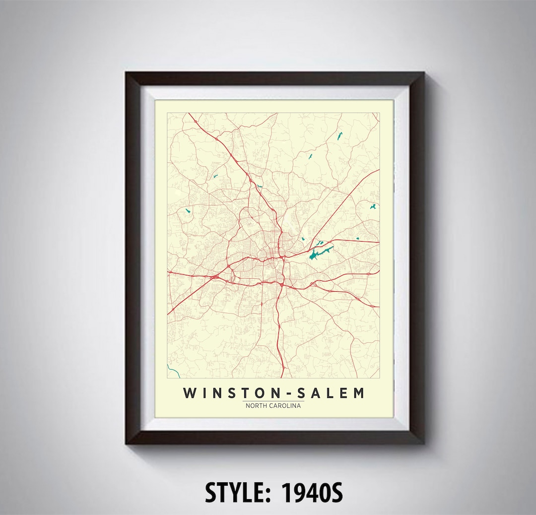 Map of Winston-salem, NC - Winston-salem Map - Winston-salem Poster ...