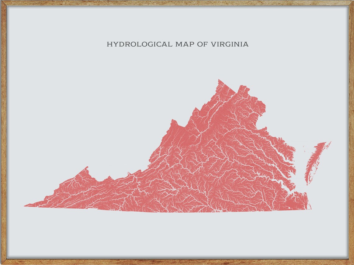 Virginia Hydrological Map of Rivers and Lakes Poster Map - Etsy