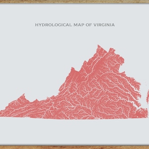 Virginia Hydrological Map of Rivers and Lakes Poster Map - Etsy