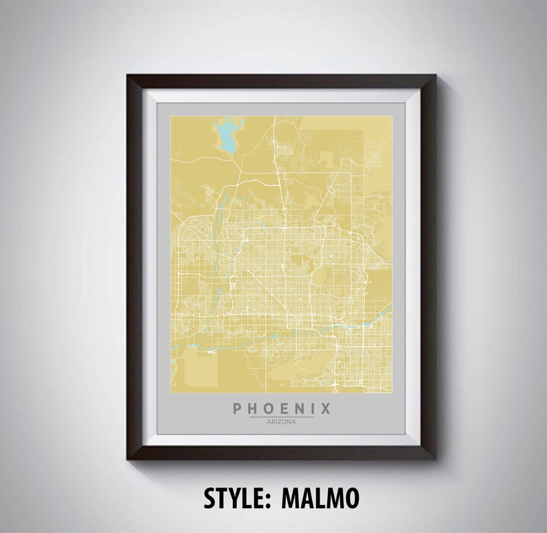 Map of Phoenix Arizona Phoenix Map Phoenix Poster | Etsy