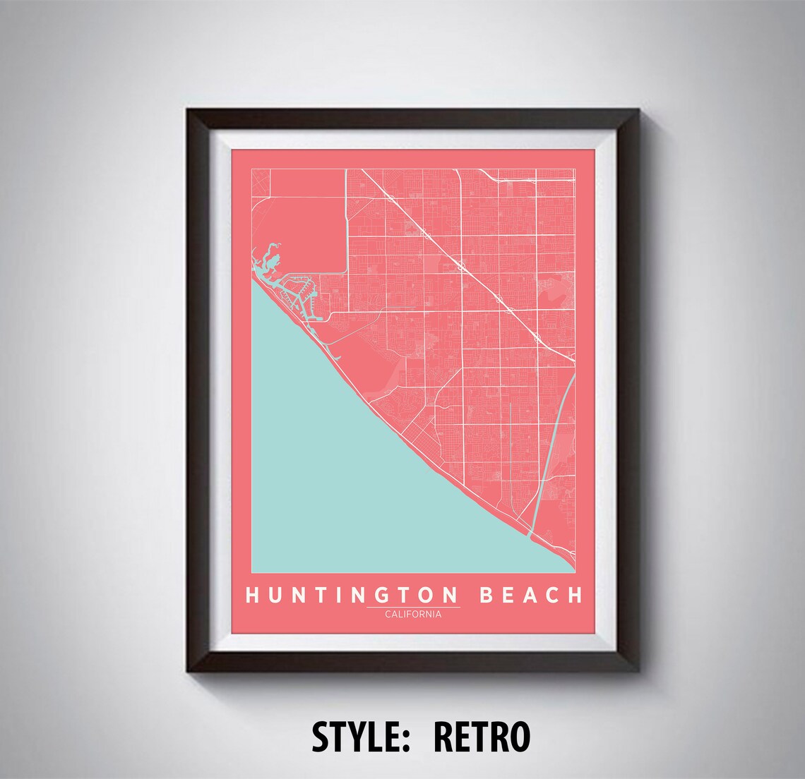 Map of Huntington Beach CA Huntington Beach Map - Etsy