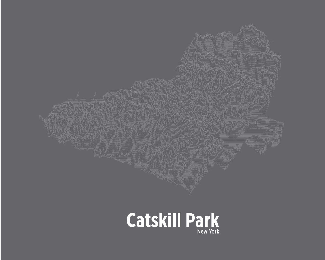 Catskill Park Ridgeline Map Geographic Contours Print of | Etsy